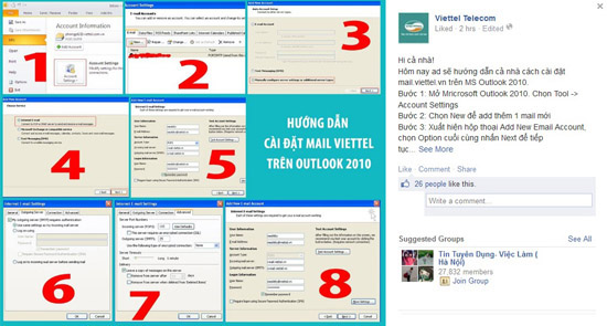Nhịp sống Facebook: Viettel hướng dẫn cài đặt mail trên Outlook, Nokia ...